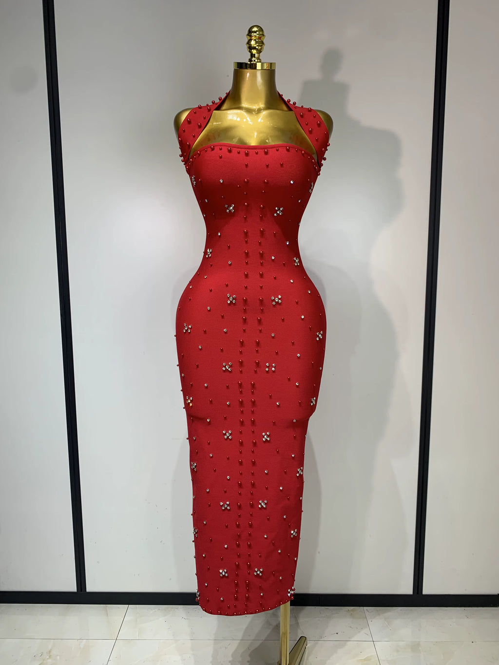 The Tiffany Bandage Dress - Red – LuxxBrowngirl